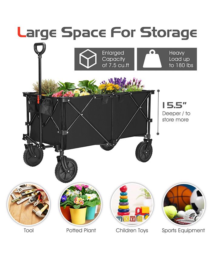 Costway Collapsible Folding Wagon Cart Outdoor Utility Garden Trolley ... Costway Collapsible Folding Wagon Cart Outdoor Utility Garden Trolley ...