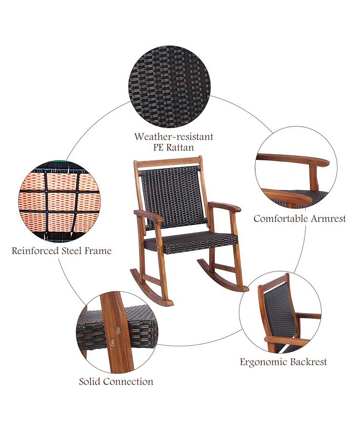 Gymax 3PCS Patio Rocking Chair & Table Set Outdoor Conversation Bistro ...