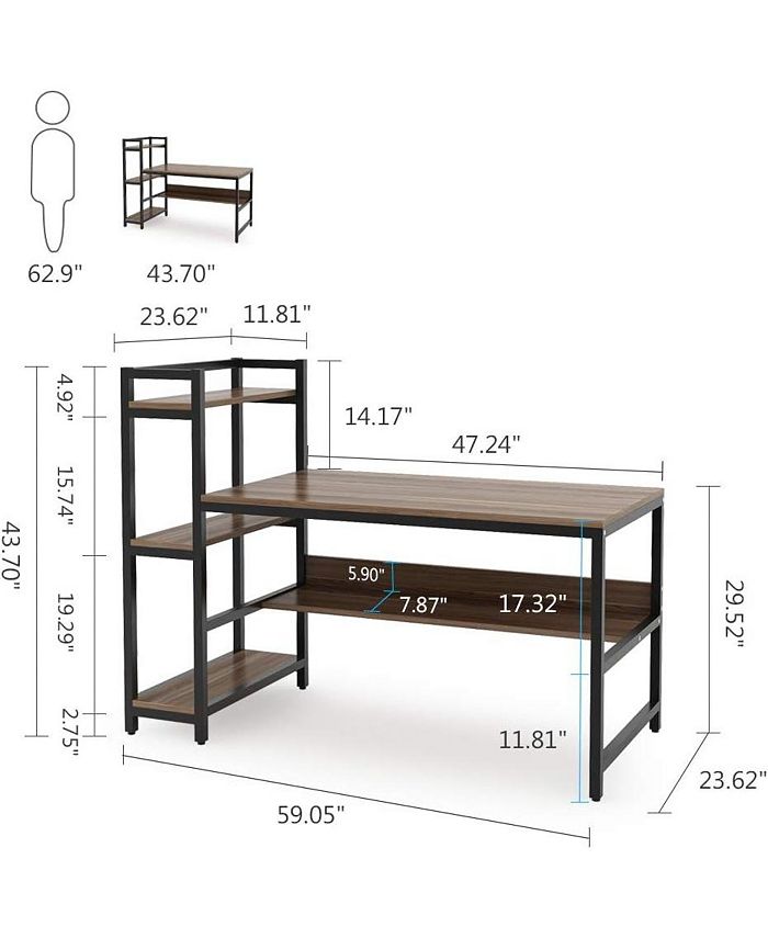 Tribesigns Computer Desk with 4-Tier Storage Shelves, 60 inch Modern ...