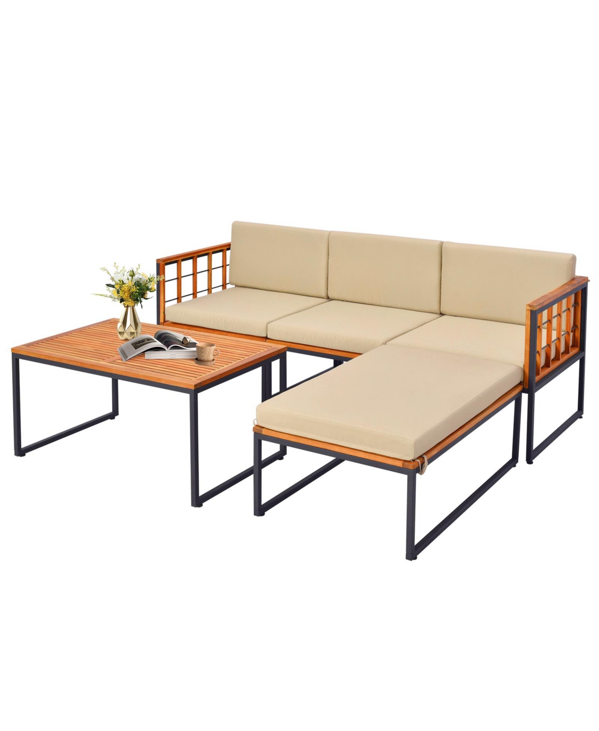 Click here for Costway 5 Pcs Patio Furniture Set Acacia Wood Sect... prices