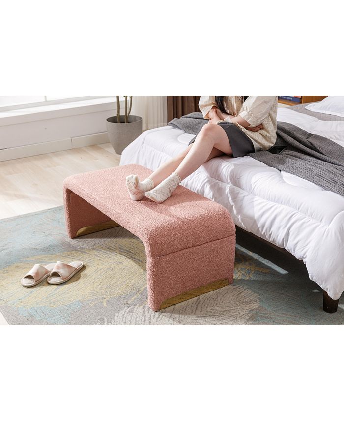 Simplie Fun New Boucle Fabric Loveseat Ottoman Footstool Bedroom Bench ...