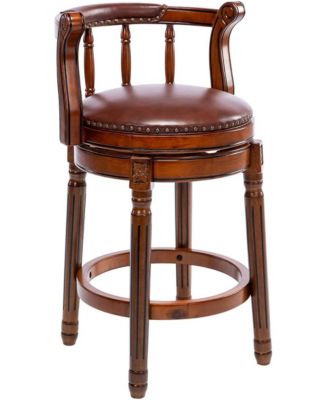 Streamdale Furniture Brown Leather Swivel Bar Stool 26" - Macy's
