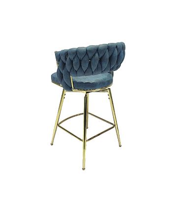 Simplie Fun Blue Suede Bar Stool Set, 4 Count - Macy's