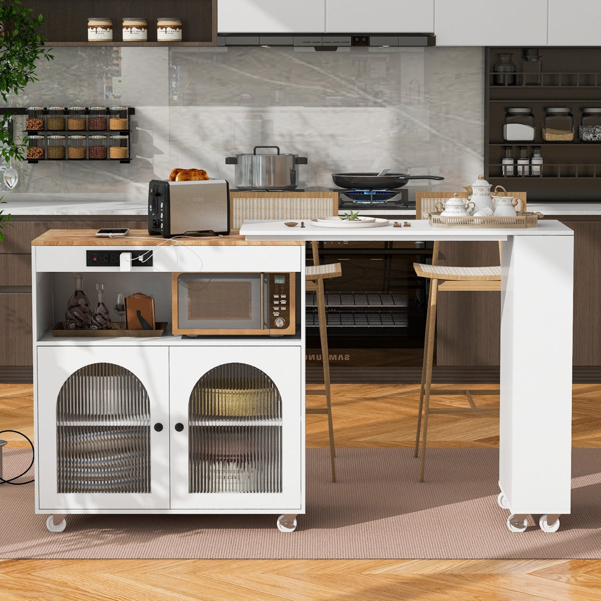 Click here for Streamdale Portable Kitchen Island with Led Lights... prices