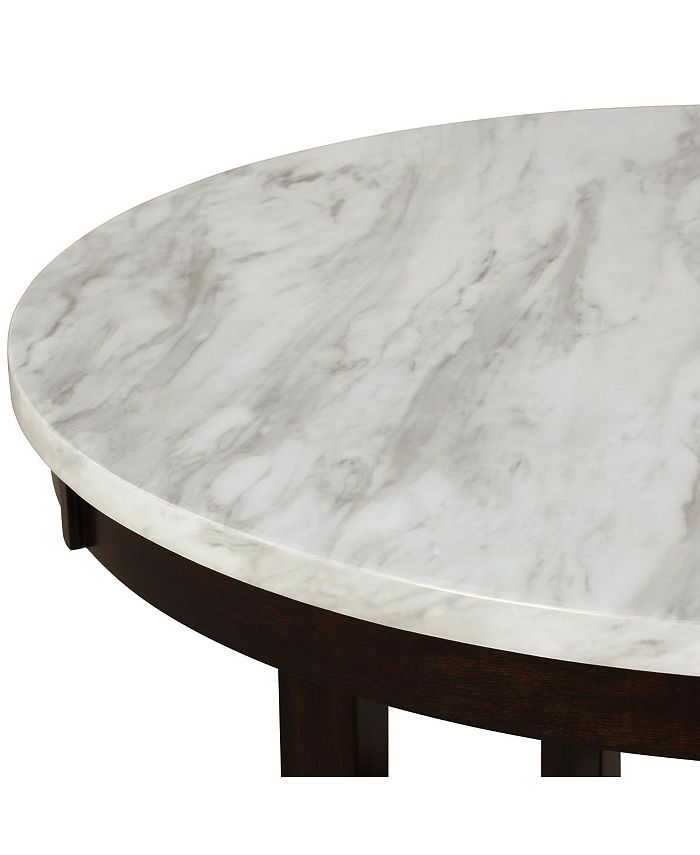Simplie Fun 5 Piece Round Marble-Top Counter Height Dining Set with ...