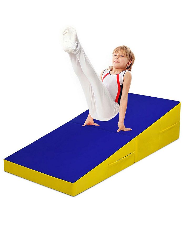 Slickblue Incline Gymnastic Pad Folding Wedge Ramp Gym Fitness Exercise ...