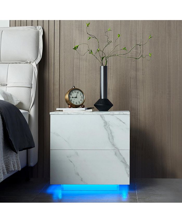 Simplie Fun Nightstands LED Side Tables Bedroom Modern End Tables With ...