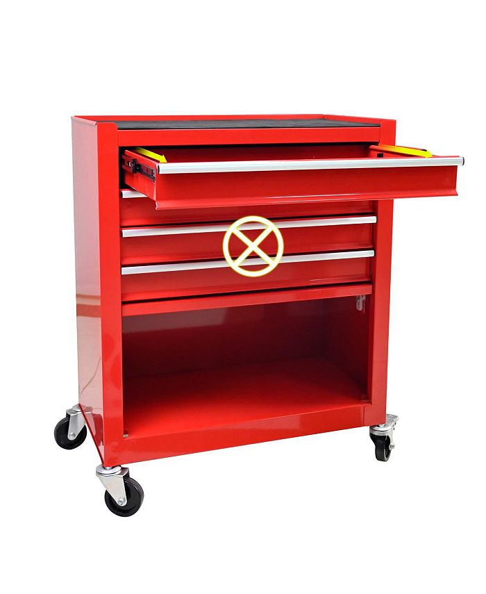 Simplie Fun 4 Drawers Multifunctional Red Tool Cart With Wheels - Macy's