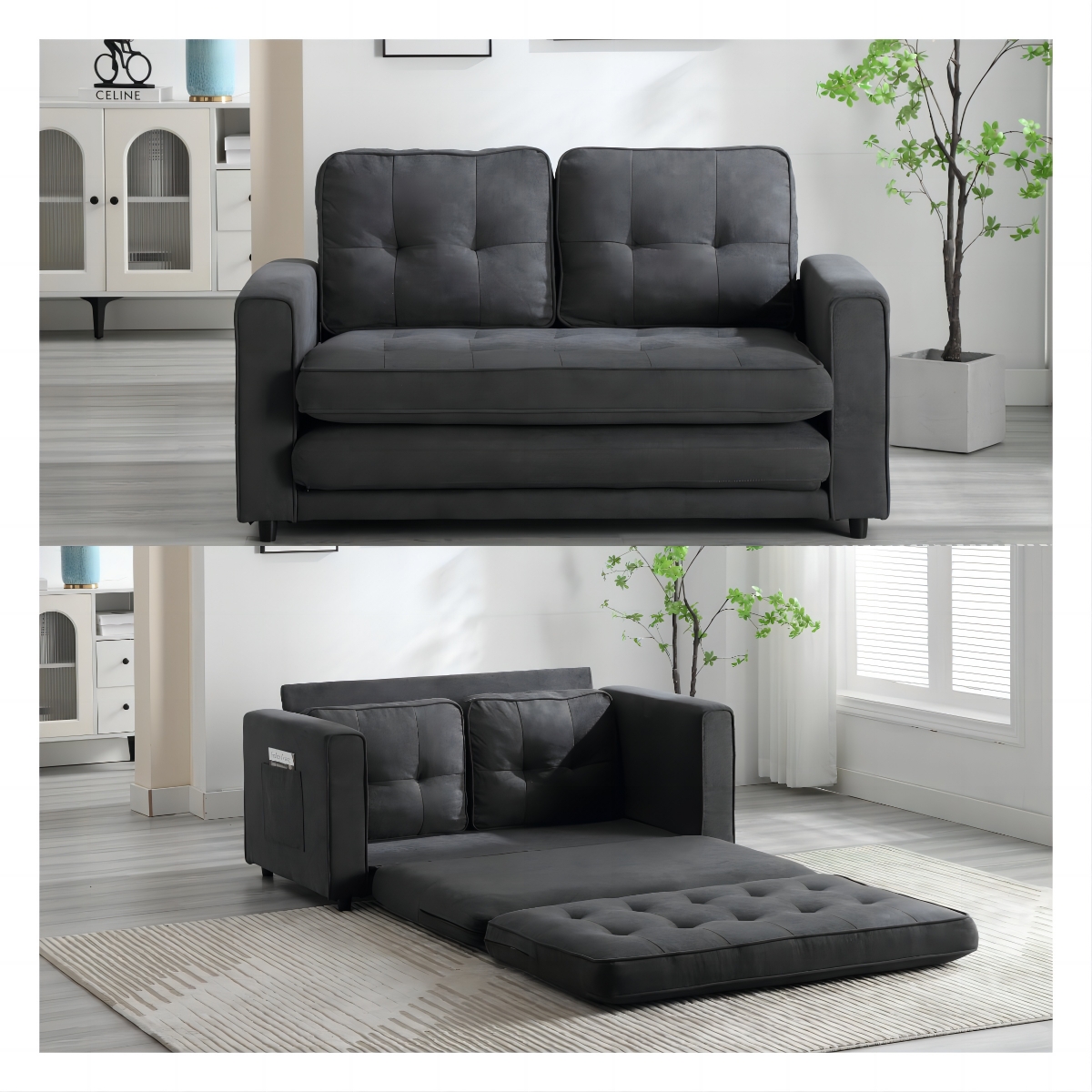 Click here for Streamdale Convertible Sofa Bed Set in Gray & Beig... prices