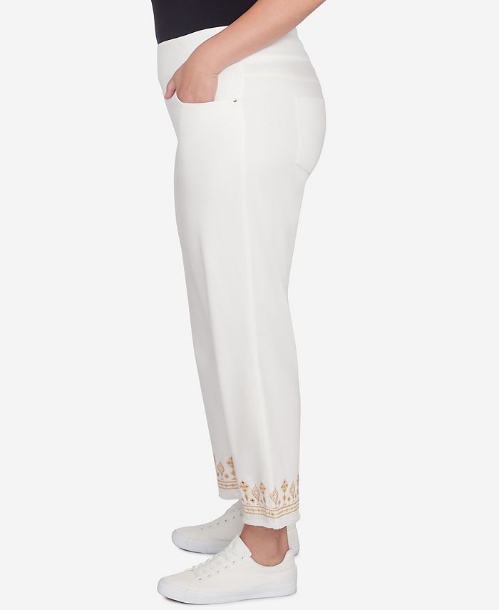 Ruby Rd. Plus Size Denim Embroidered Ankle Pants - Macy's