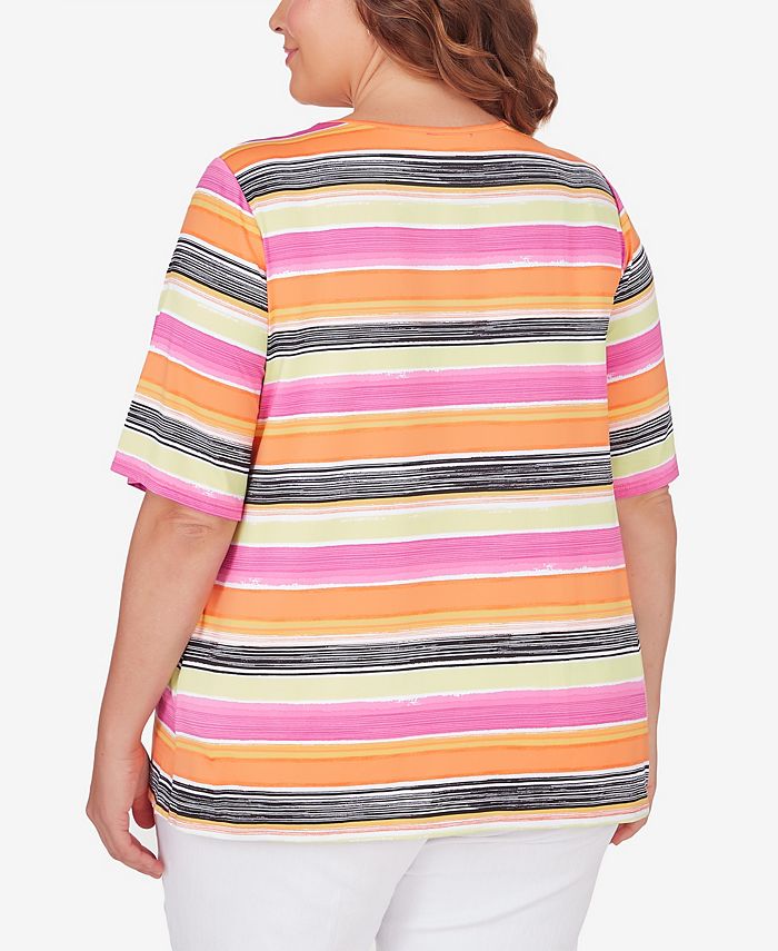 Ruby Rd. Plus Size Paint Stripe Top - Macy's