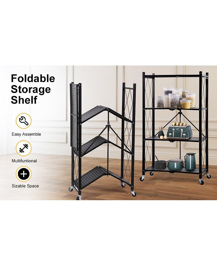 Simplie Fun Healthsmart 4-Tier Heavy Duty Foldable Metal Rack Storage ...