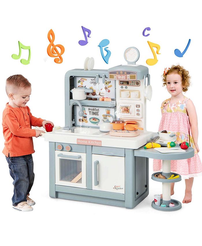 Costway Kids Pretend Kitchen Playset Role Play Kitchen Play Toy with ...