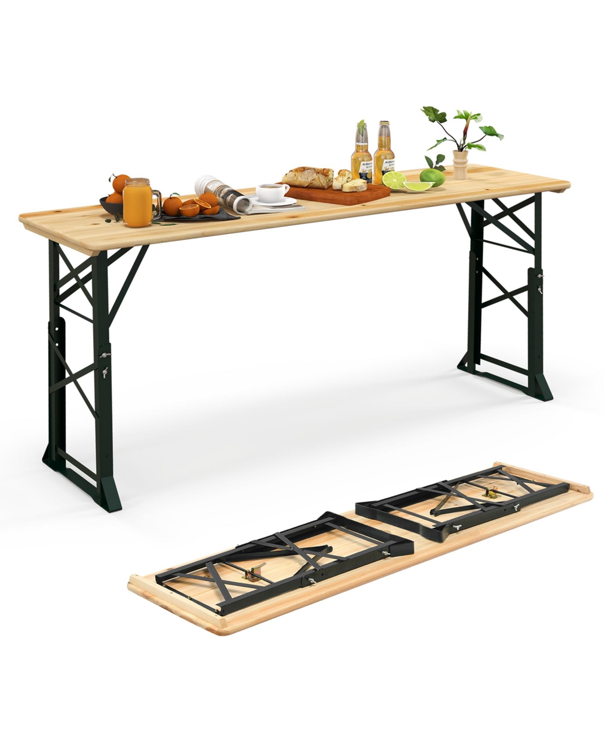 Click here for 5.5 Ft Outdoor Folding Wood Picnic Table Height Ad... prices