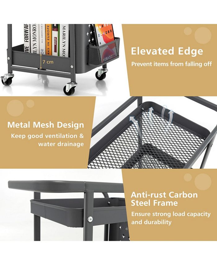 Slickblue 3-Tier Utility Storage Cart with DIY Pegboard Baskets - Macy's