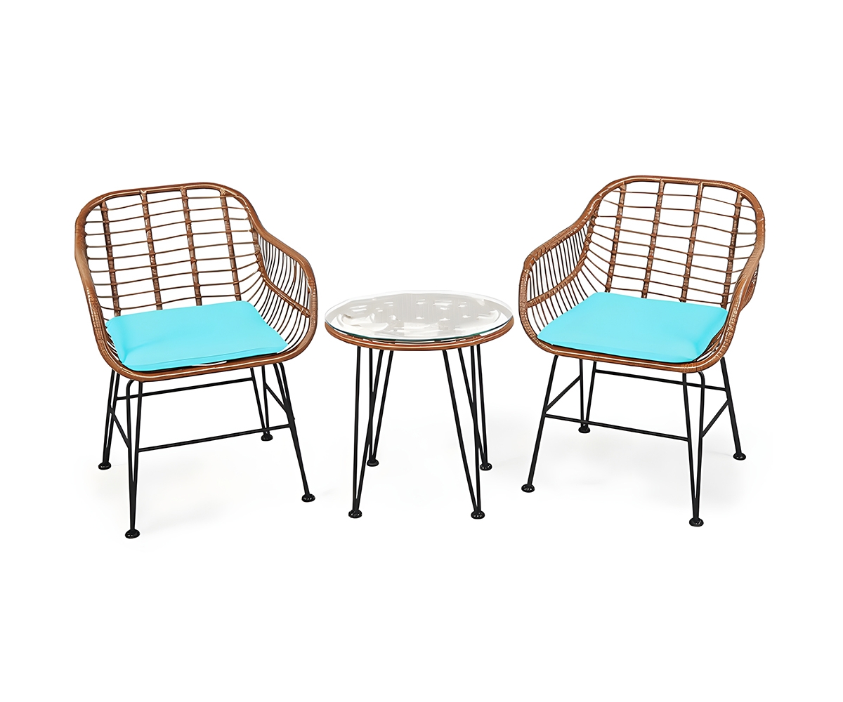 Click here for Slickblue 3 Pieces Patio Rattan Bistro Set with Cu... prices