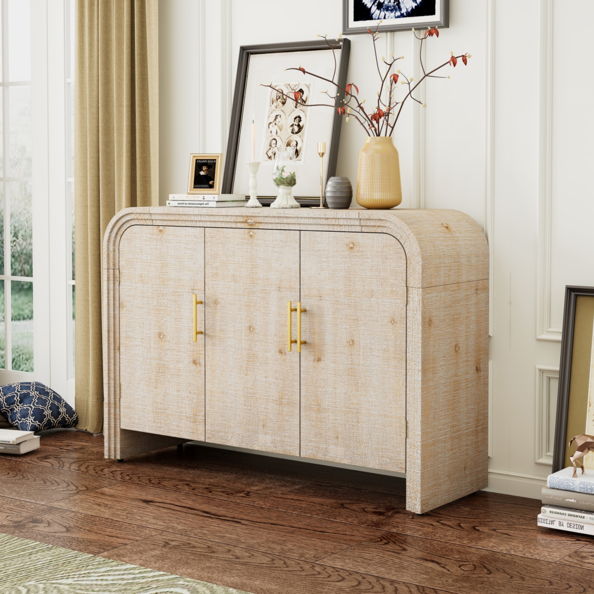 Click here for Streamdale Minimalist Curved Sideboard with Gold H... prices