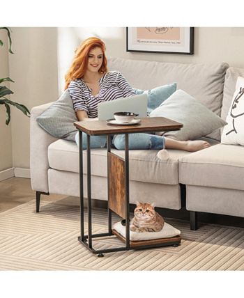 Slickblue C- Shaped Cat Side Table Cat Tree with Scratching Board ...