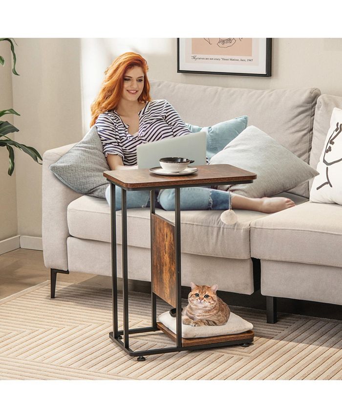 Slickblue C- Shaped Cat Side Table Cat Tree with Scratching Board ...