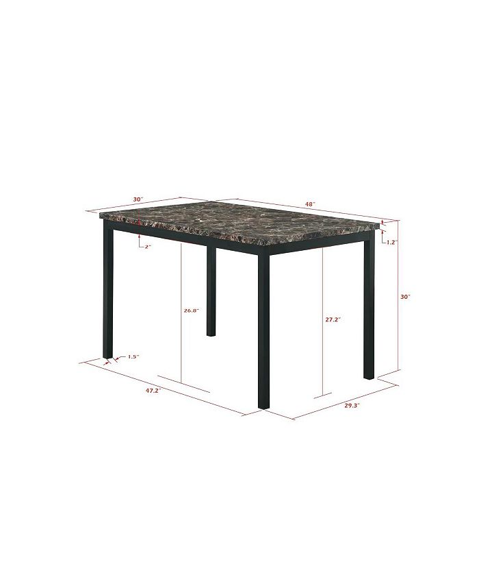 Simplie Fun Furniture 5 Piece Metal Dinette Set With Faux Marble Top ...