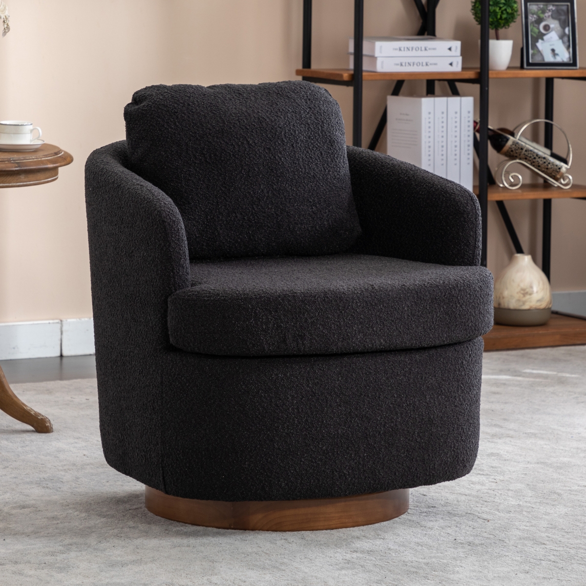 Click here for Streamdale Black Boucle Swivel Accent Chair with W... prices