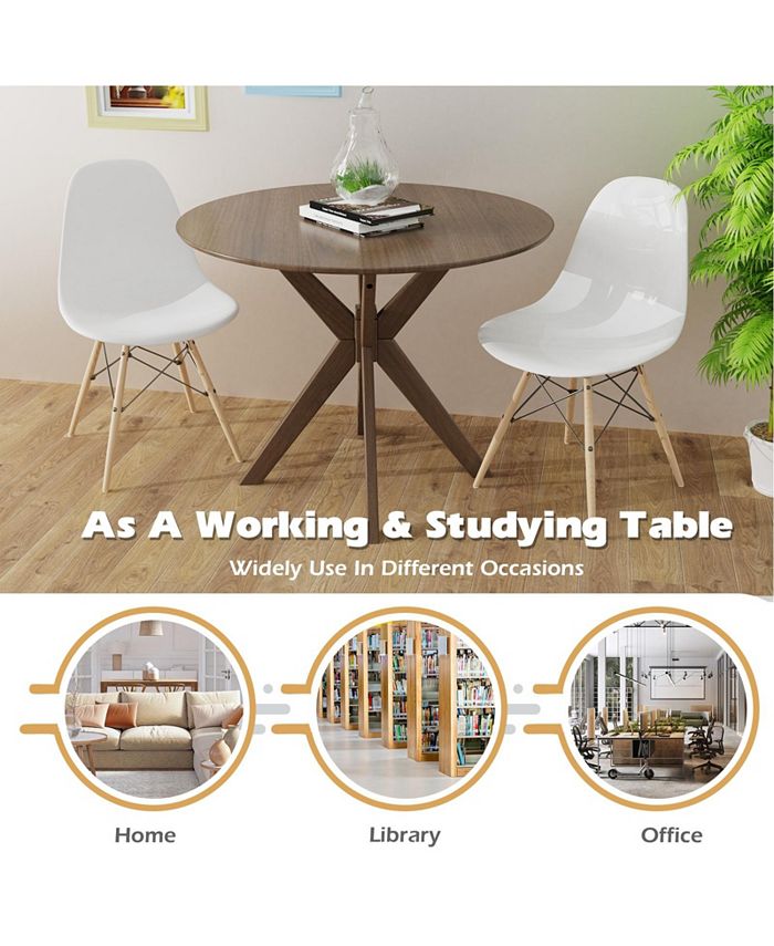 SUGIFT 36 Inch Round Wood Dining Table with Intersecting Pedestal Base ...