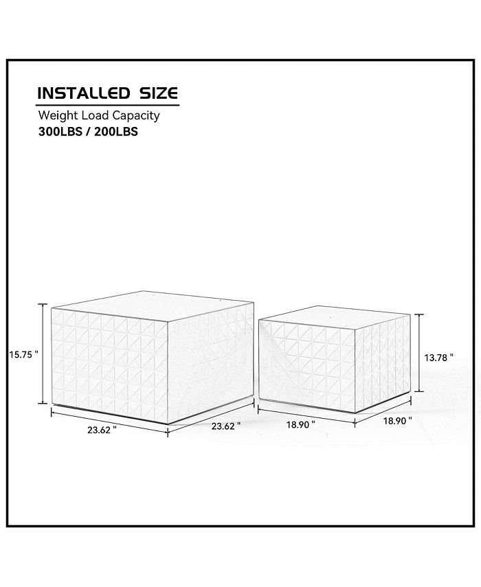 Simplie Fun Matte Balck Square Nesting Table Set Of 2, MDF Coffee Table ...