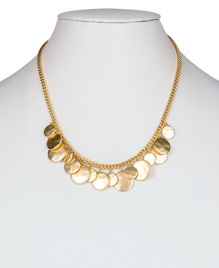 Patricia Nash Gold-Tone Hammered Disc Statement Necklace, 18" + 3" extender - Macy's