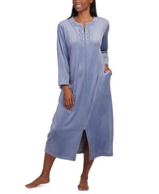 Miss Elaine Women's Embroidered Zip-Front Robe - Macy's