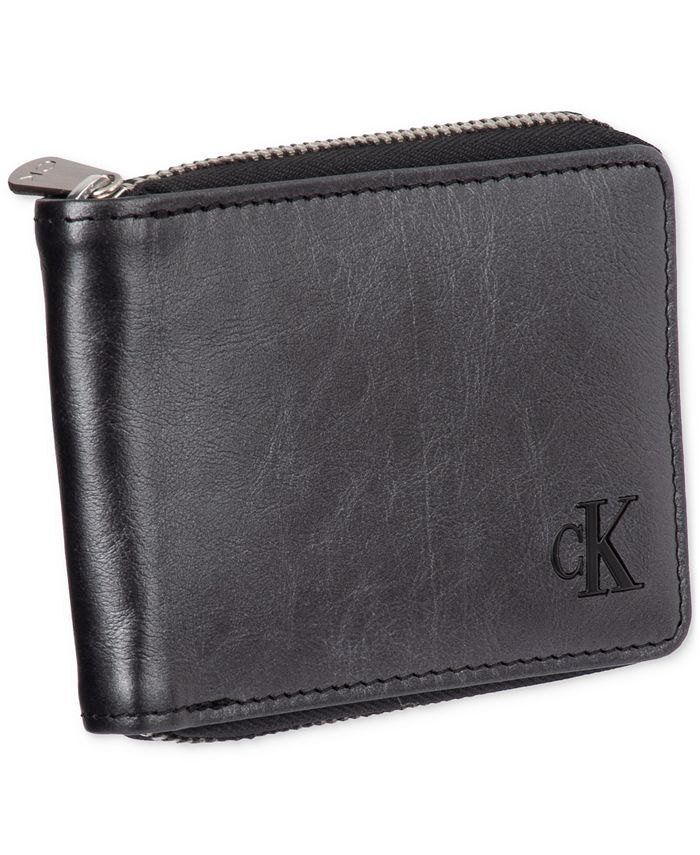 Calvin Klein Men's Cracked Leather Logo Wallet - Macy's