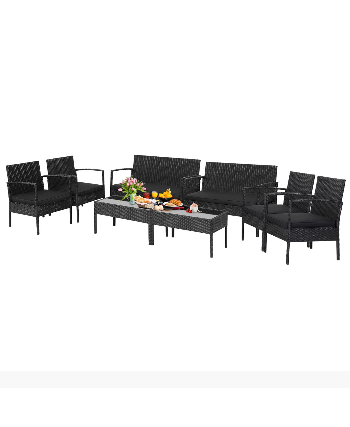 Click here for 8 Pcs Patio Rattan Furniture Set Cushioned Sofa Ar... prices