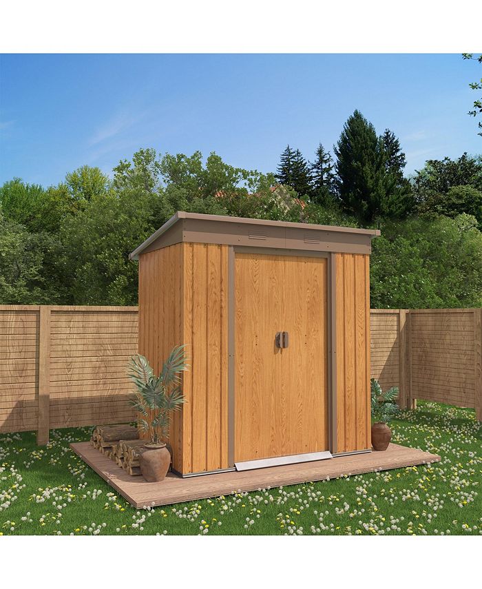 Mondawe 4 ft x 6 ft Outdoor Storge Shed Pent Metal Tool Shed With ...