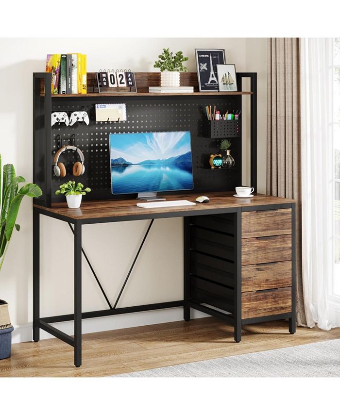 Tribesigns Computer Desk with 4 Drawers, 47 Inches Home Office Desk ...