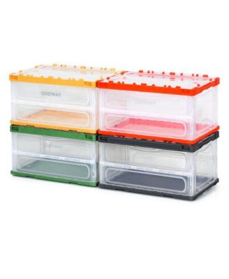 Slickblue 4 Pack Collapsible and Stackable Plastic Storage Bins with ...