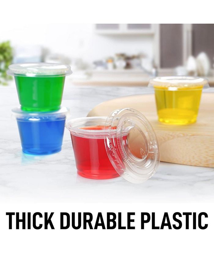 Zulay Kitchen 100 Pack 1oz Clear Jello Shot Cups with Lids - Disposable ...