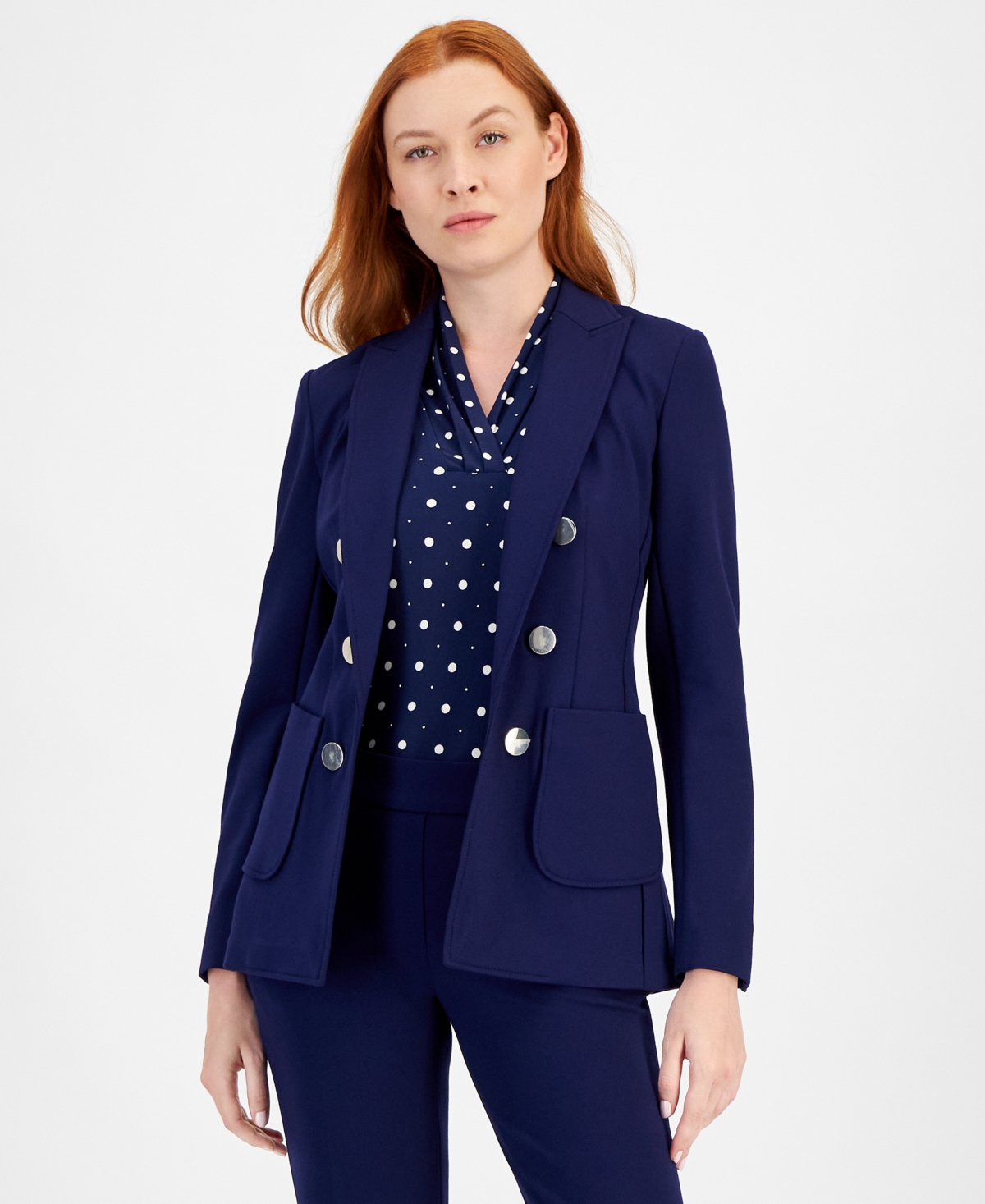 Click here for Anne Klein Womens Faux Double-Breasted Jacket - Di... prices