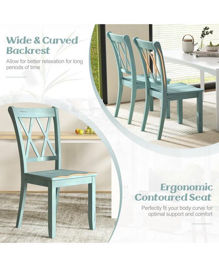 Slickblue Set of 2 Cross Back Rubber Wood Dining Chairs - Macy's