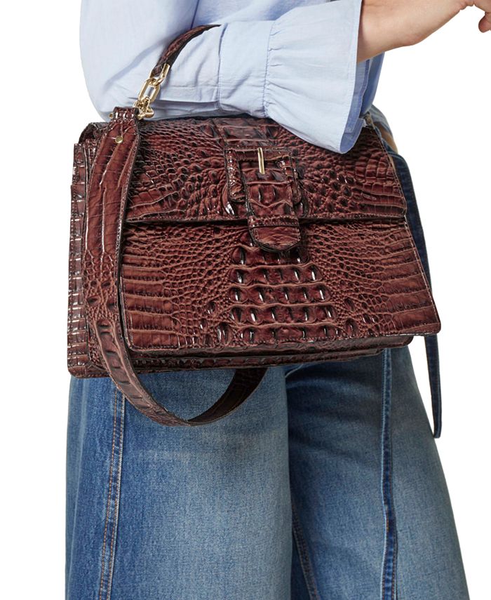 Brahmin Hallie Radiant Red Solarium Small Leather Satchel - Macy's