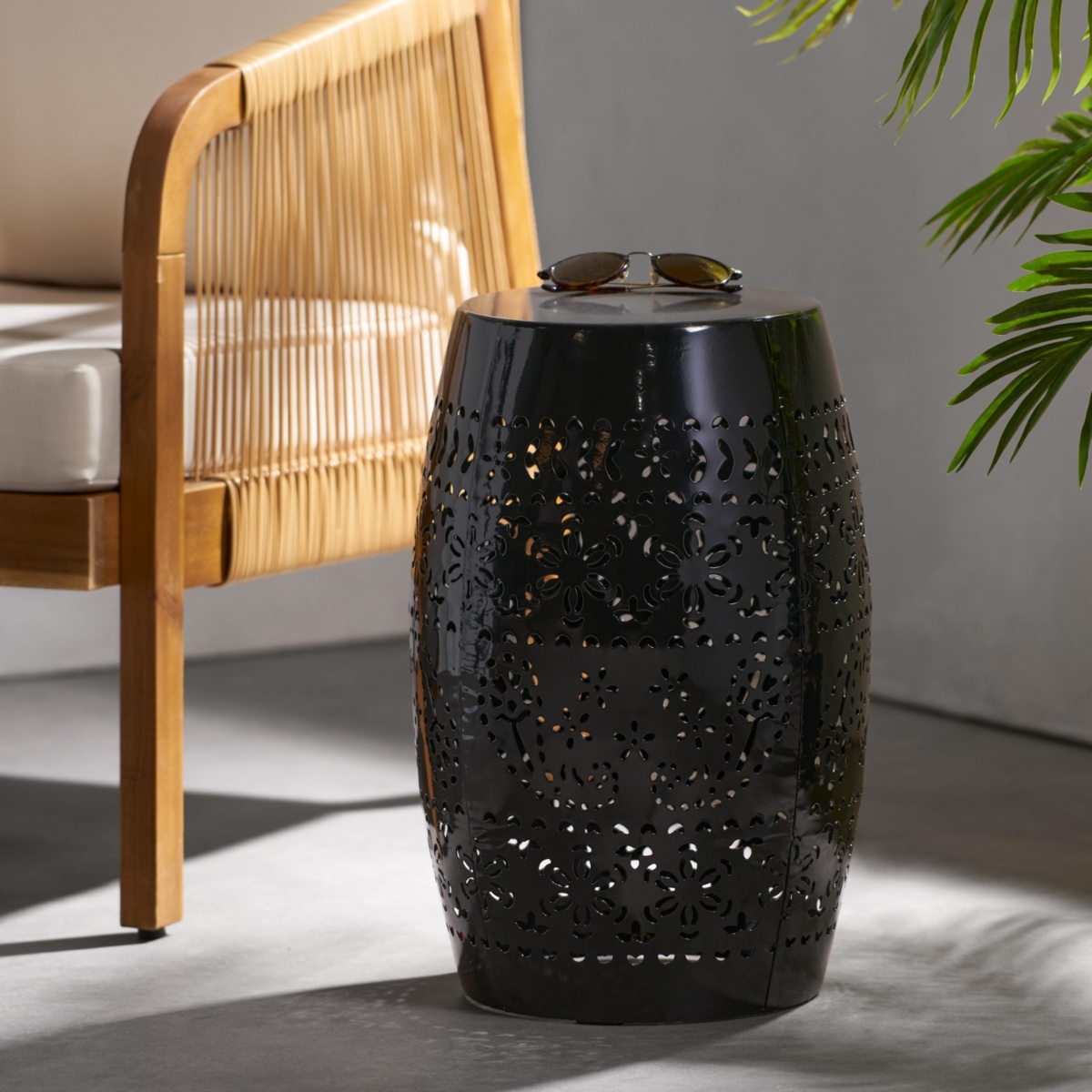 Click here for Simplie Fun Modern Barrel Side Table with Lace Cut... prices