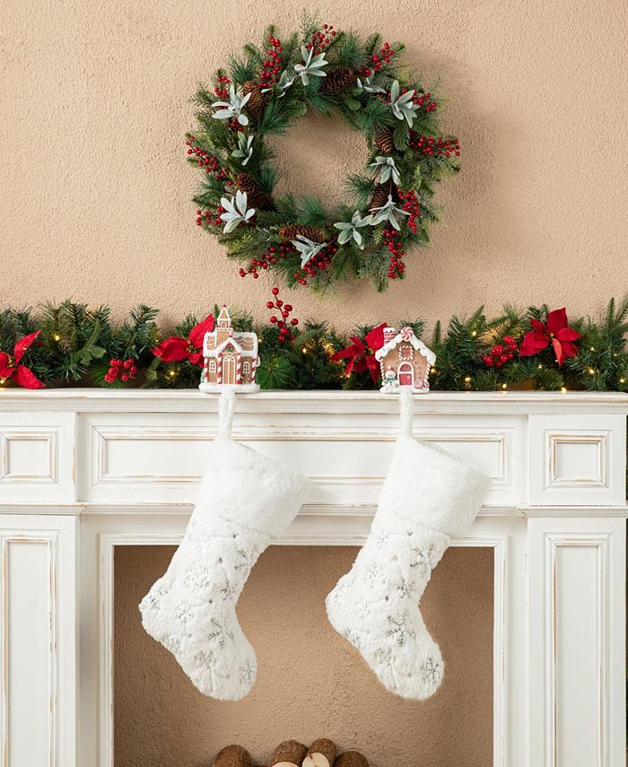 Glitzhome Resin Gingerbread House Stocking Holders, Set of 2 - Macy's