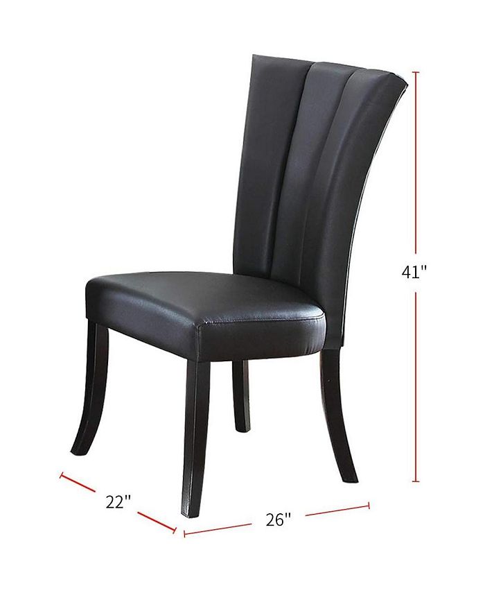 Simplie Fun Black Faux Leather Upholstered Lines Back Set Of 2 Piece ...