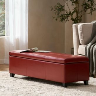 Gloster Red PU Leather Storage Ottoman 50"D x 51"W x 16"H - Macy's