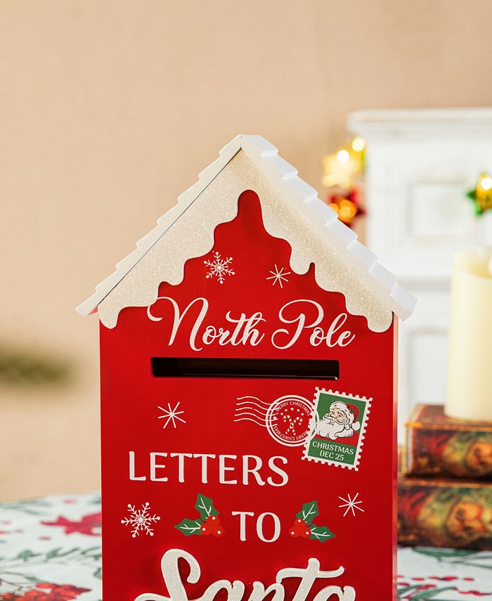 Glitzhome 14''H Christmas Wooden Mailbox Table Decor - Macy's