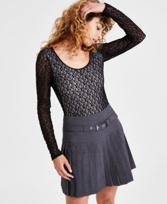 Bar III Women's Lace Scoop-Neck Bodysuit, Created for Macy's - Macy's