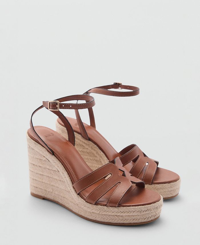 MANGO Women's Wedge Strips Sandals - Macy's
