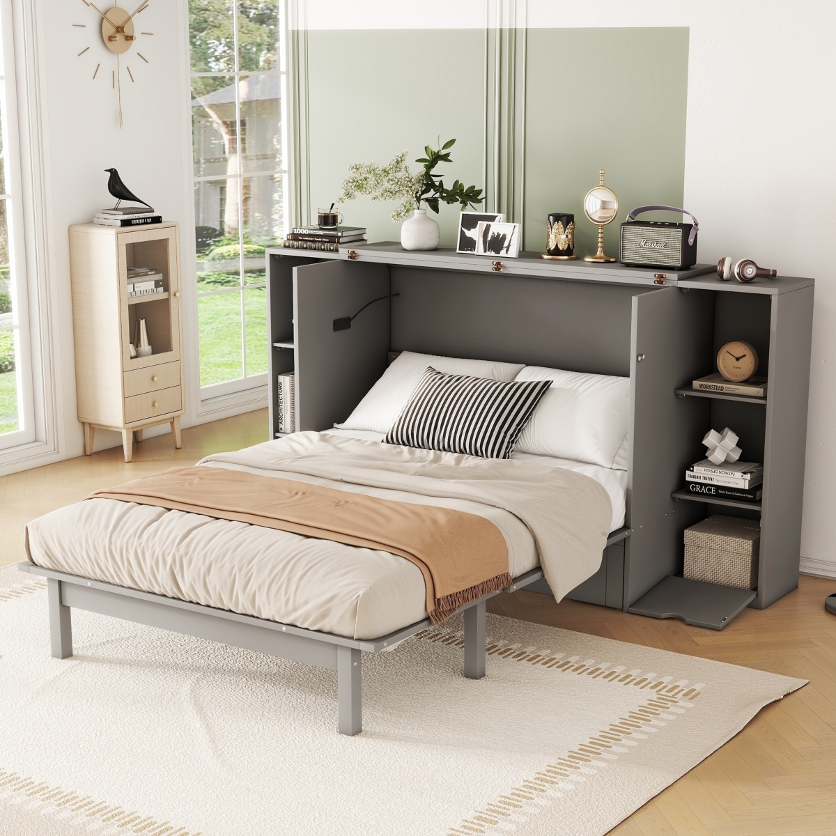 Click here for Streamdale Full Size Murphy Bed with Shelves  Draw... prices