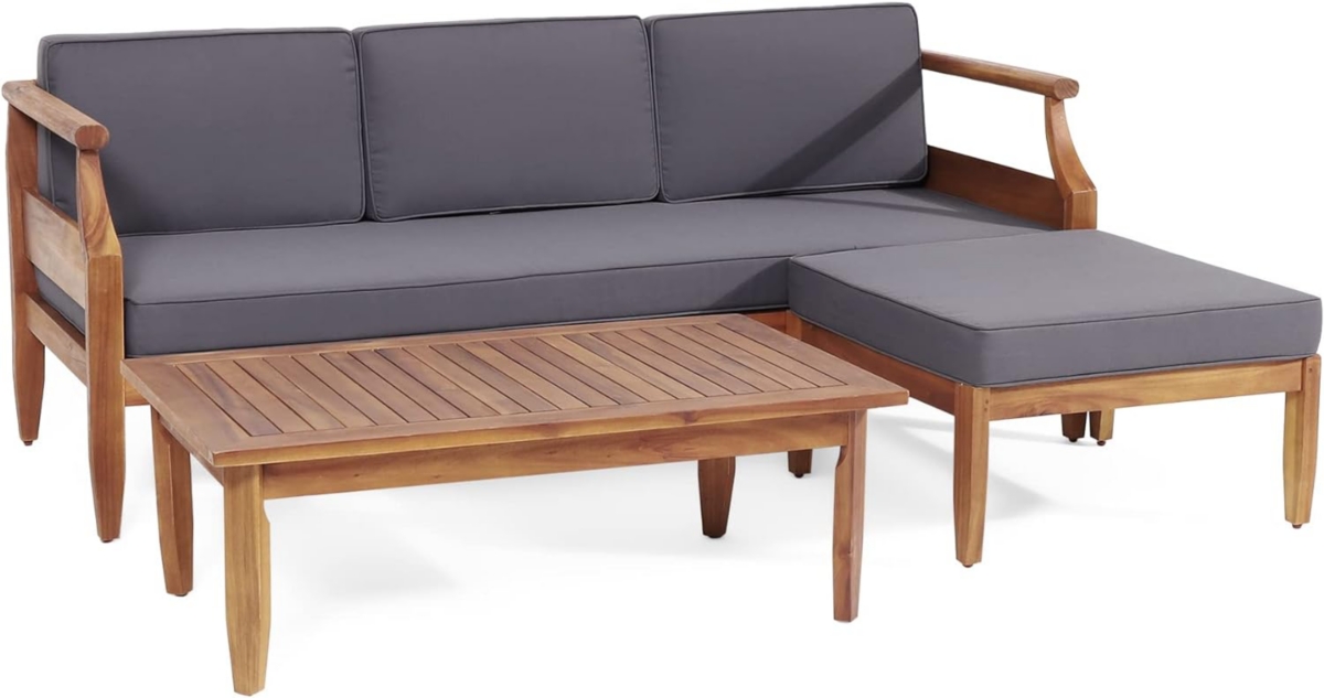 Click here for Streamdale Acacia Wood Sofa Chat Set with Cushions... prices