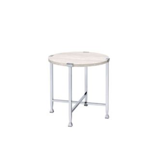 Simplie Fun Brecon End Table, White Oak &Chrome - Macy's