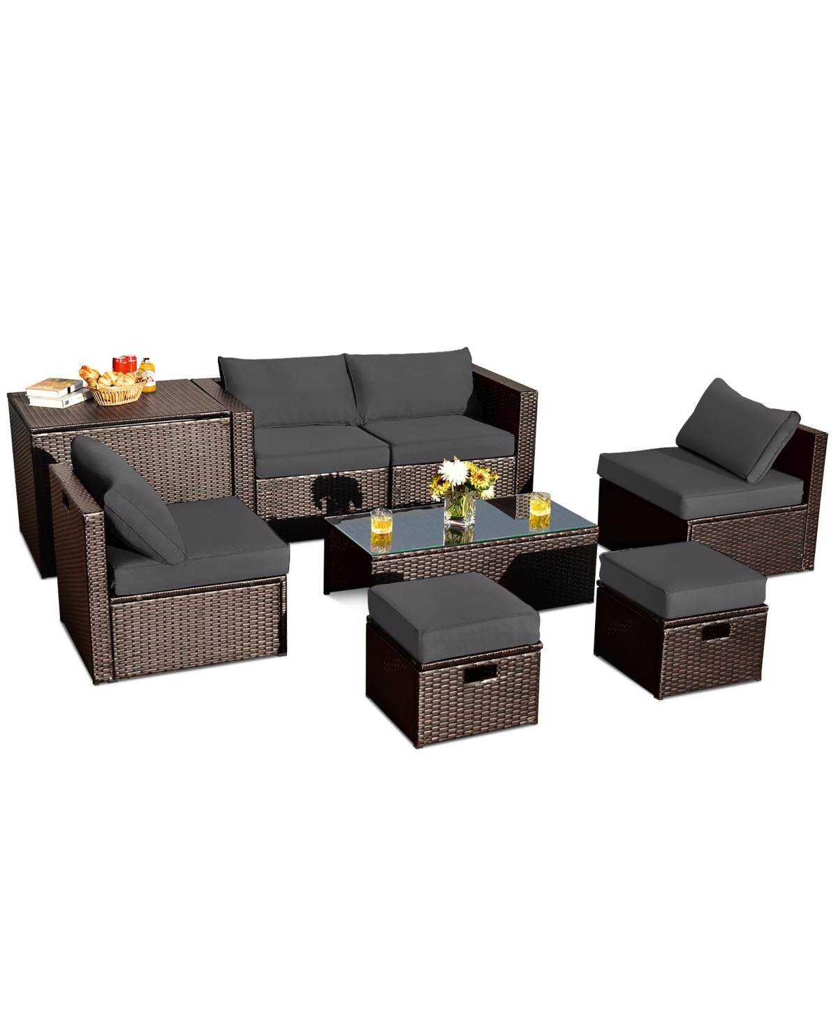 Click here for 8PCS Patio Rattan Furniture Set Space-Saving Stora... prices