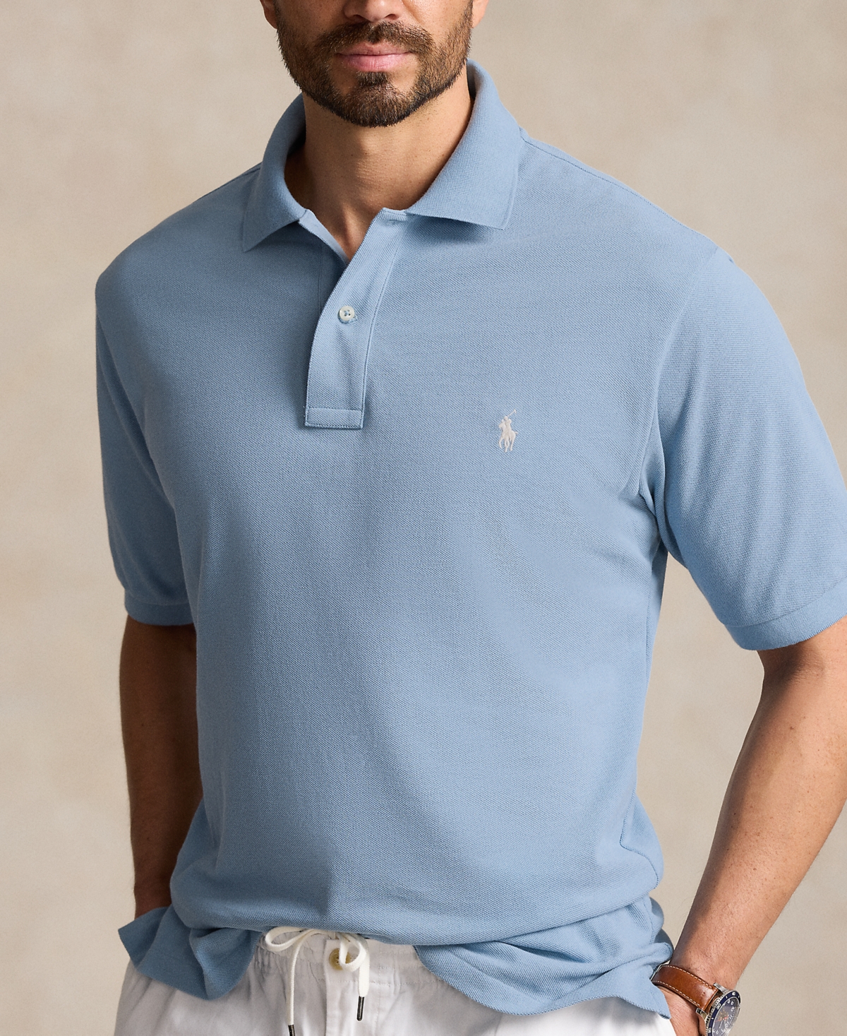 Polo Ralph Lauren Men's Big & Tall The Iconic Mesh Polo Shirt In Vessel Blue | ModeSens